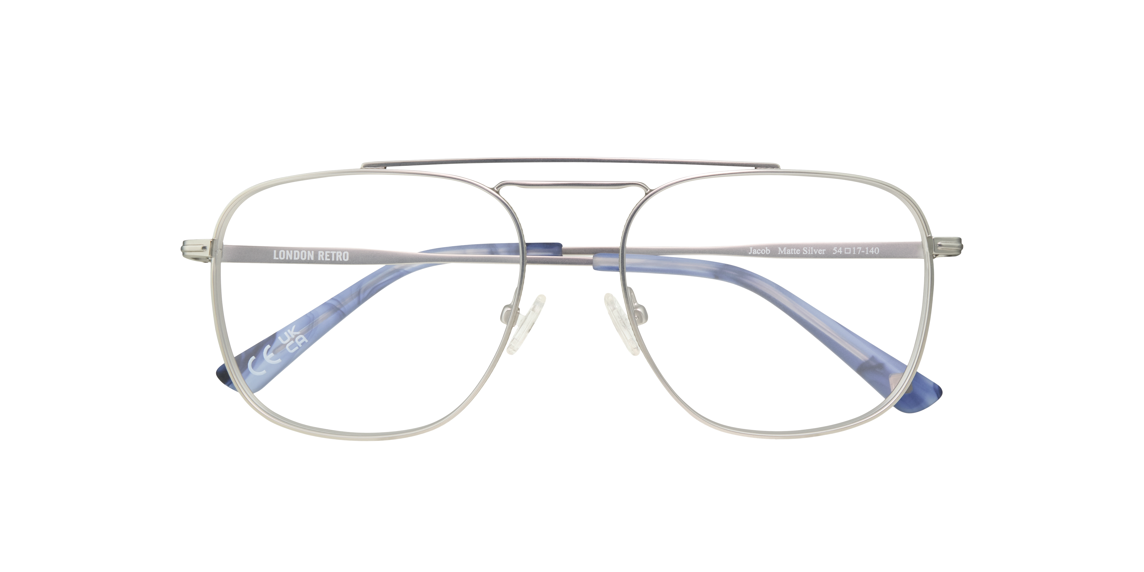 Glasses Direct ™ -Jacob Square Matte Silver Glasses for Men