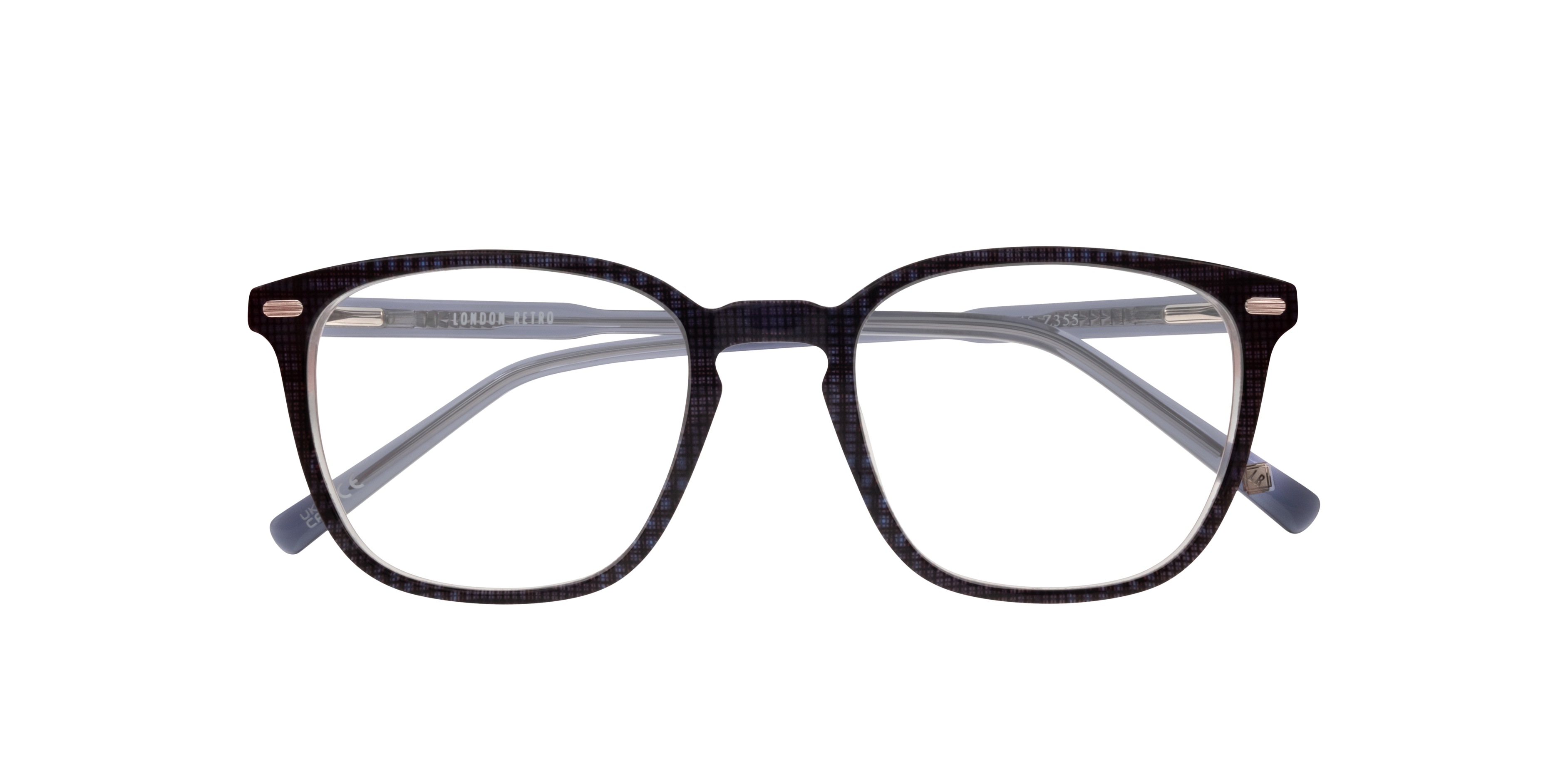 Glasses Direct ™ -Harlesden Square Crystal Blue Tartan Full Rim Eyeglasses