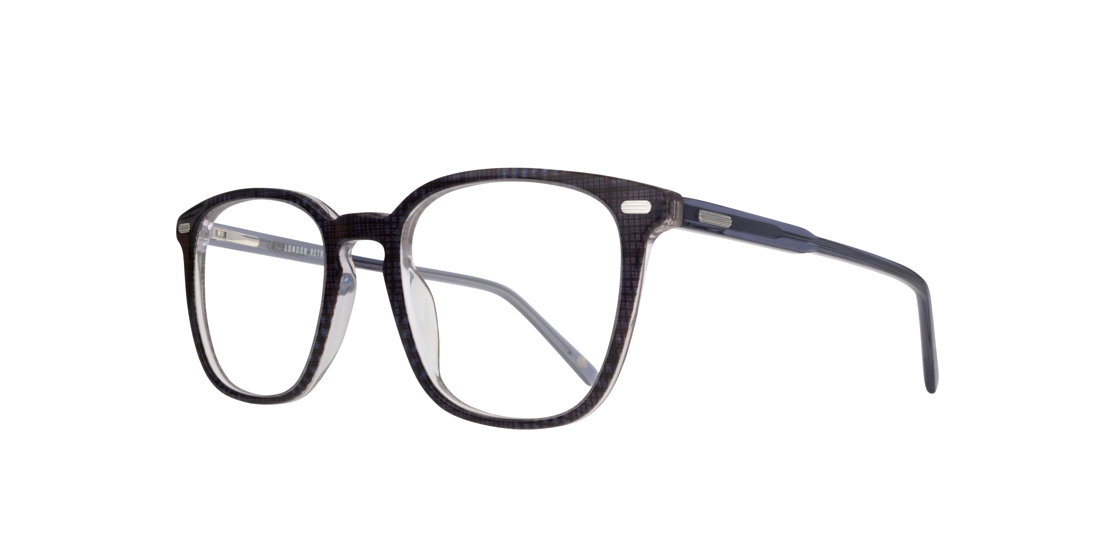 Glasses Direct ™ -Harlesden Square Crystal Blue Tartan Full Rim Eyeglasses