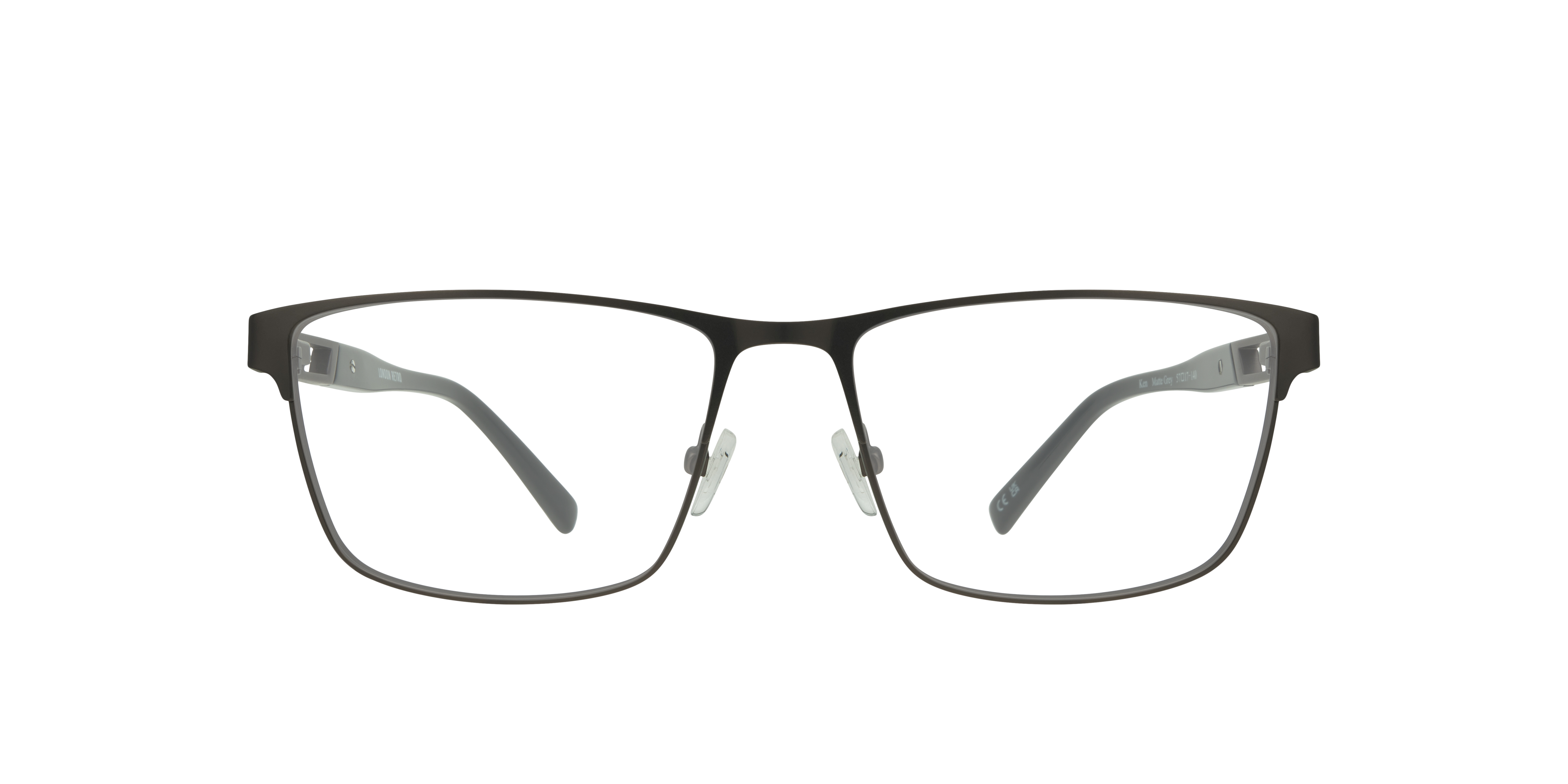 Glasses Direct ™ -Ken Rectangle Matte Grey Glasses for Men
