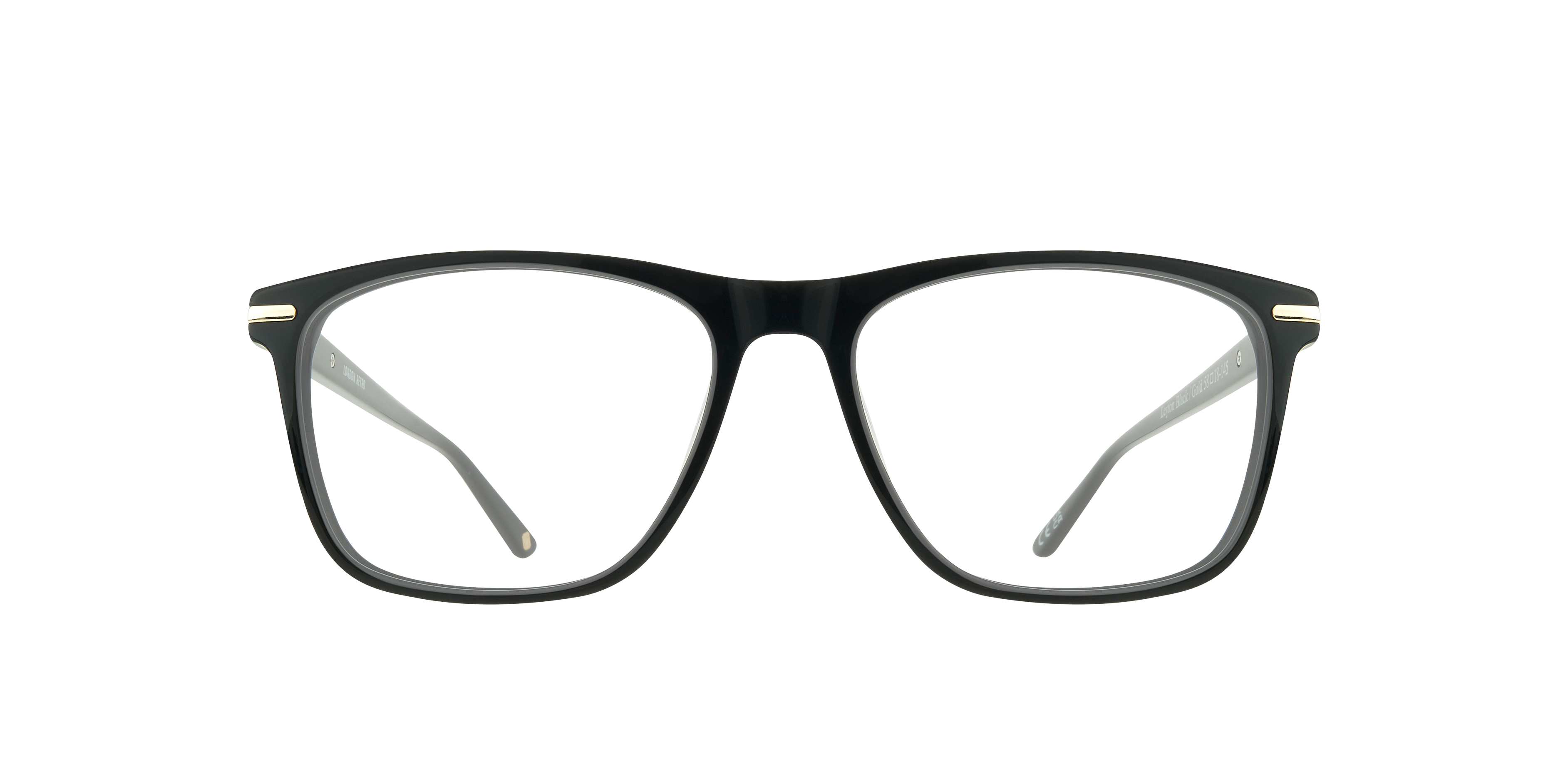 Glasses Direct ™ -Leyton Rectangle Black & Gold Full Rim Eyeglasses
