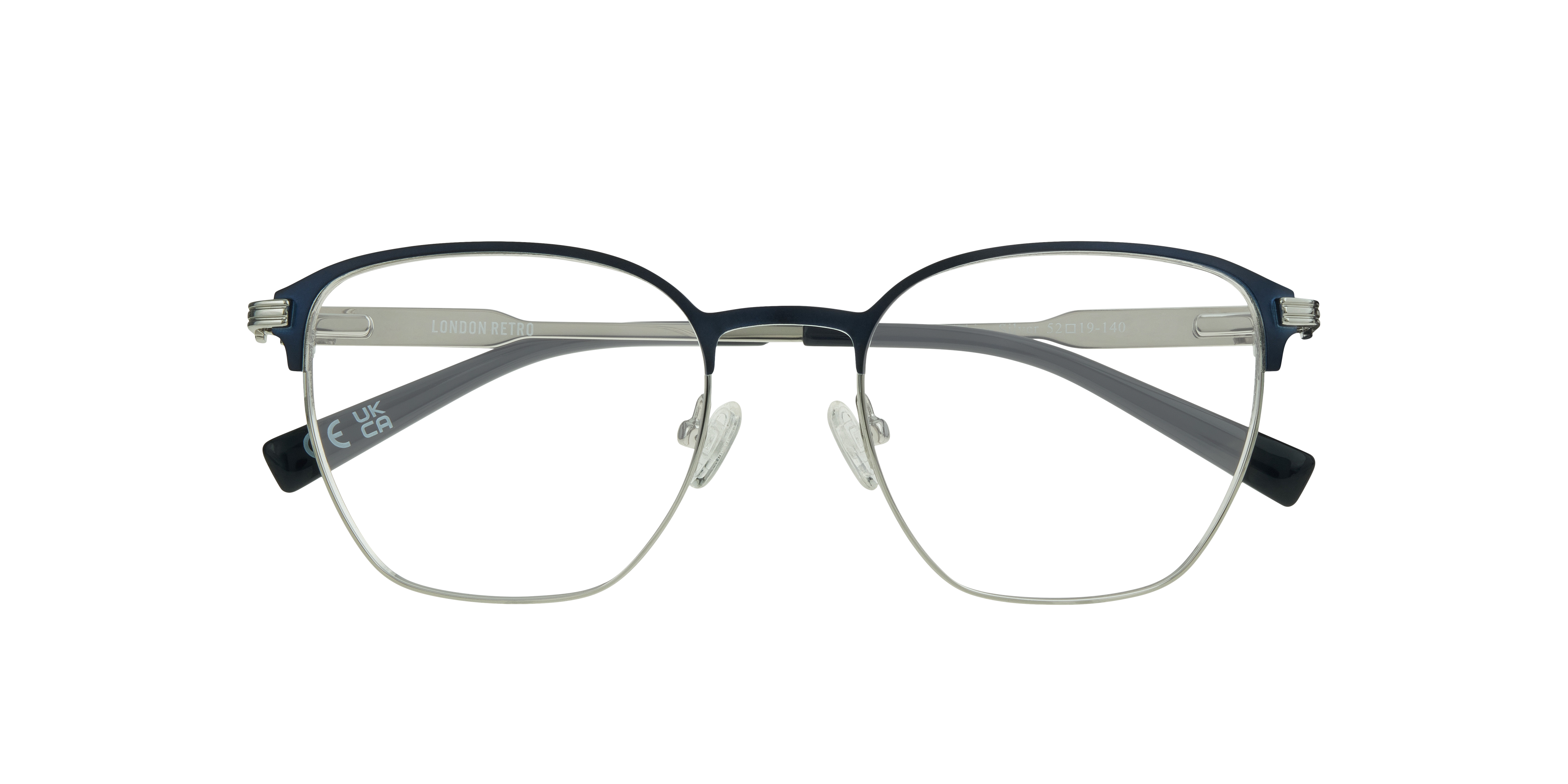 Glasses Direct ™ -Keith Square Matte Blue & Shiny Silver Glasses for Men