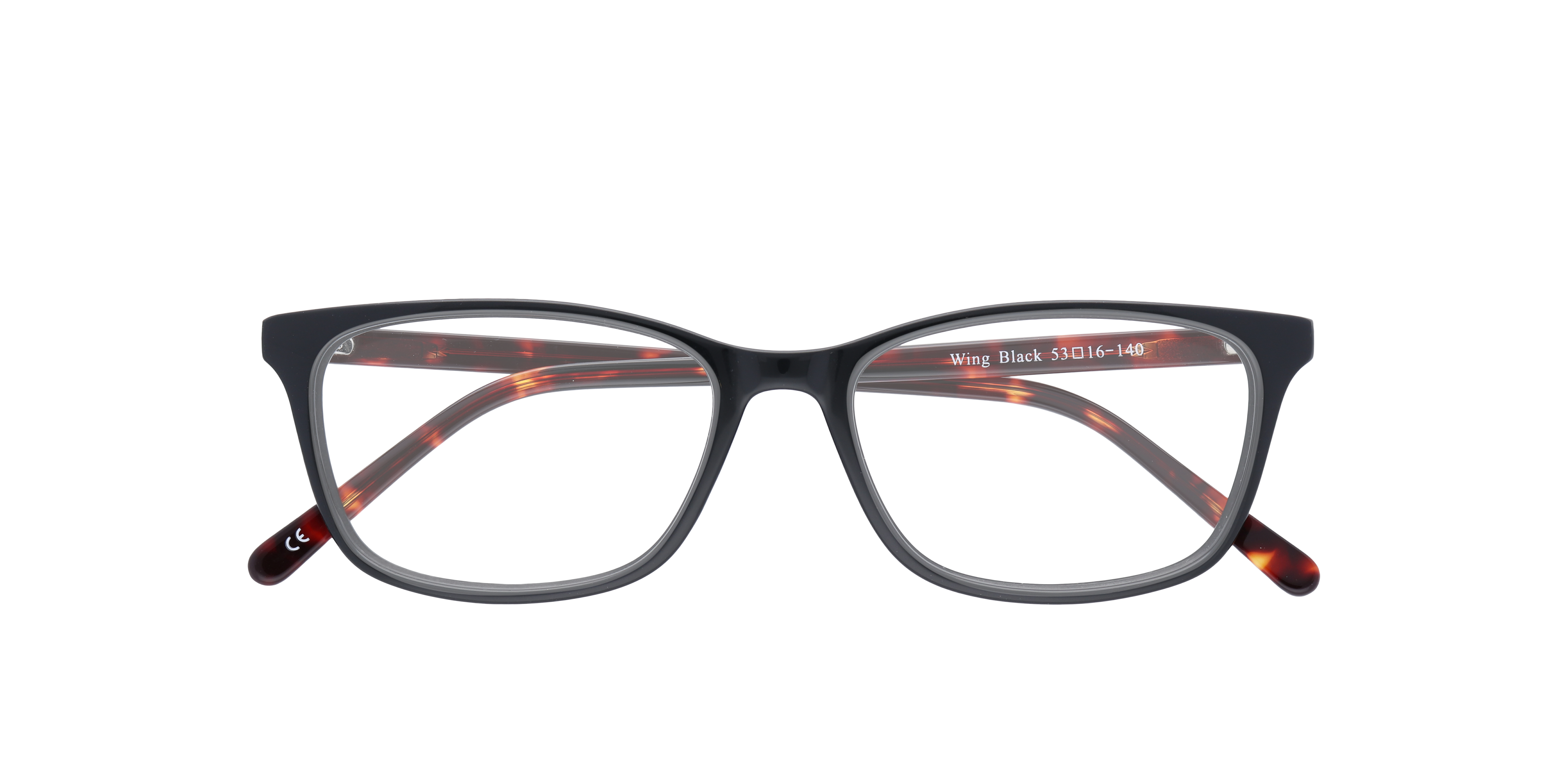 Glasses Direct ™ -Wing Rectangle Black Glasses for Women
