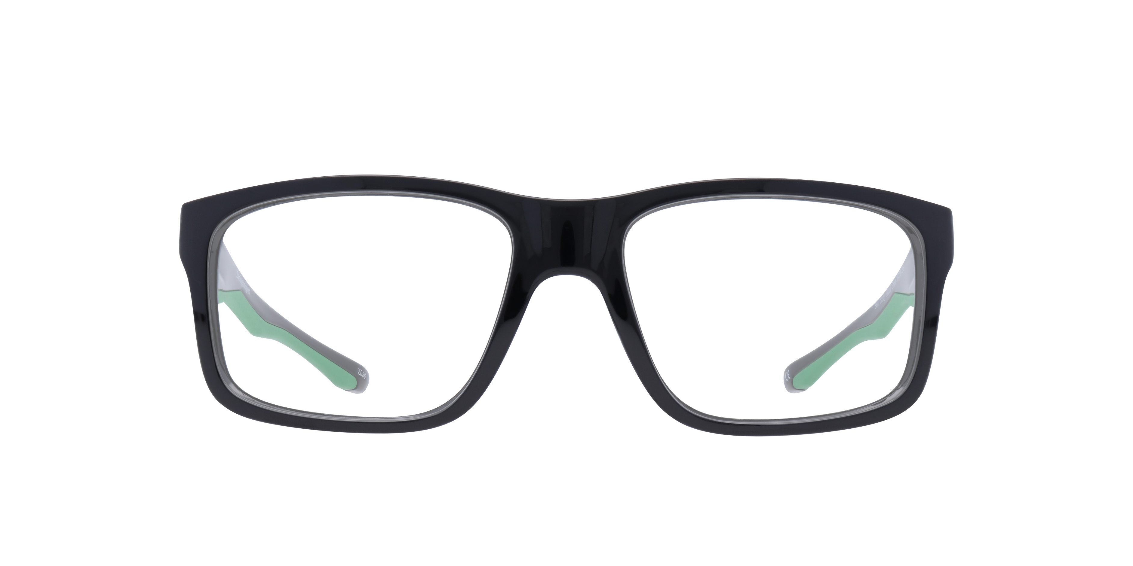 Glasses Direct ™ -Beat Rectangle Shiny Black Green Glasses for Men