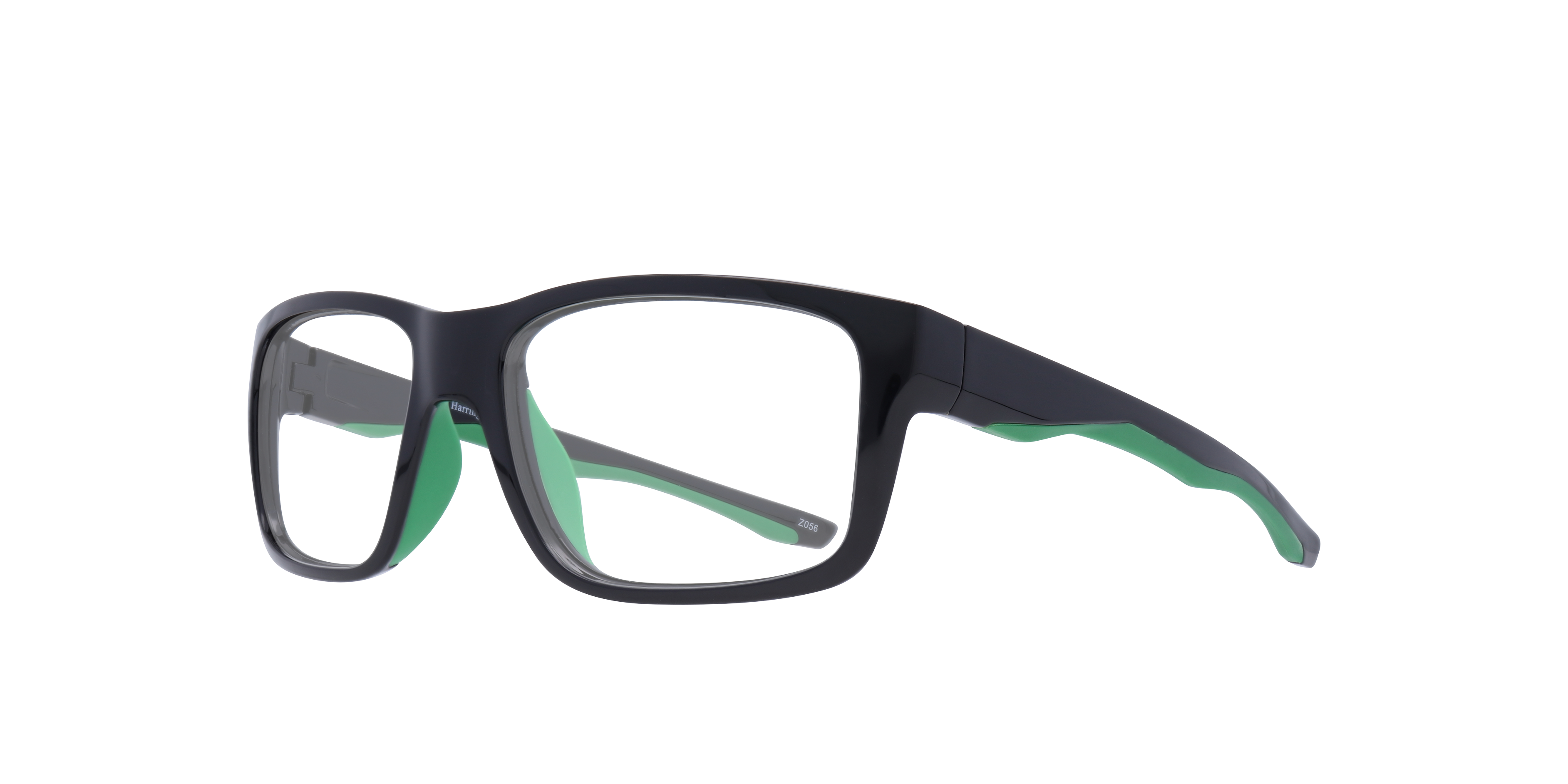 Glasses Direct ™ -Beat Rectangle Shiny Black Green Glasses for Men