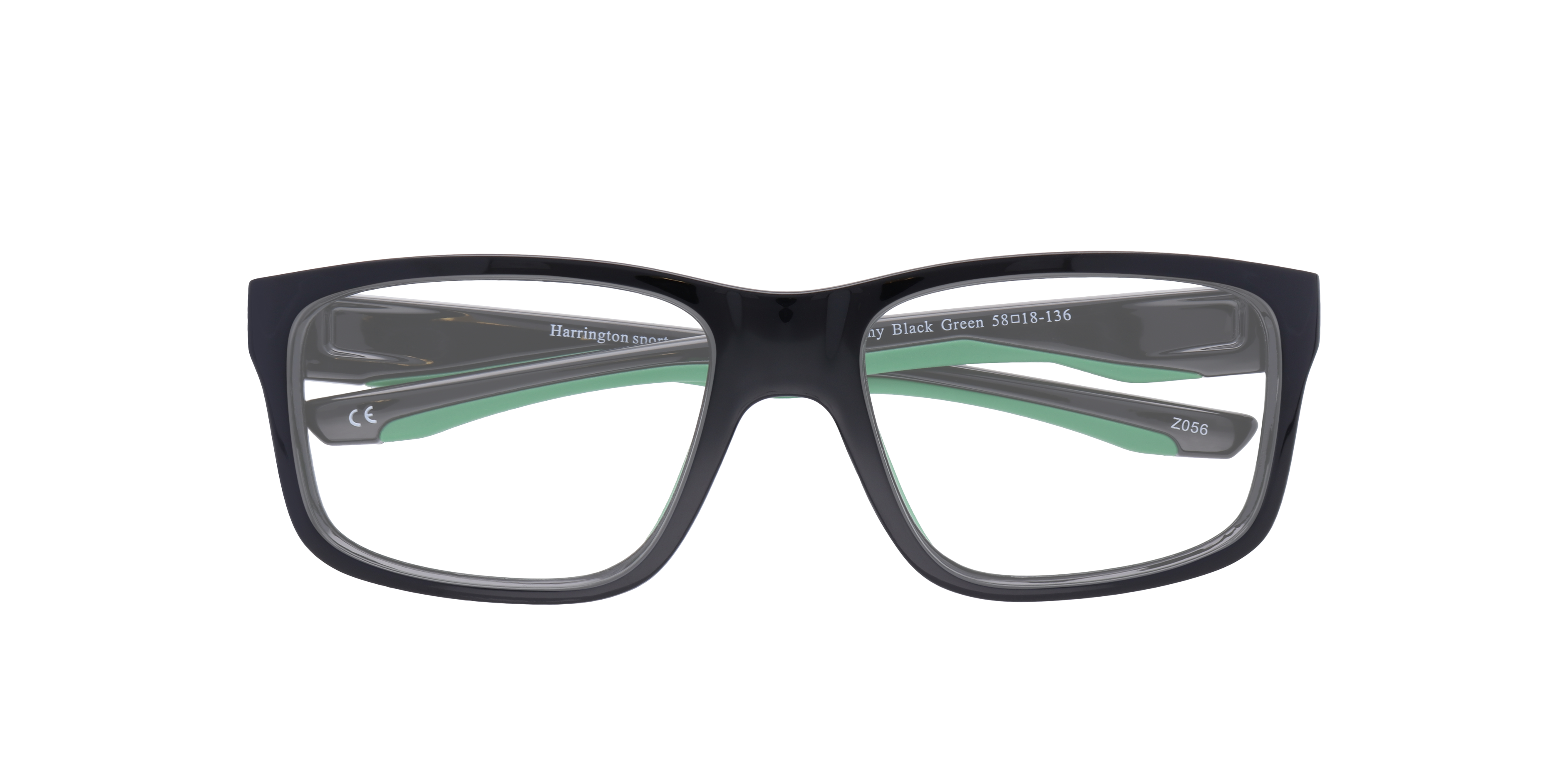 Glasses Direct ™ -Beat Rectangle Shiny Black Green Glasses for Men