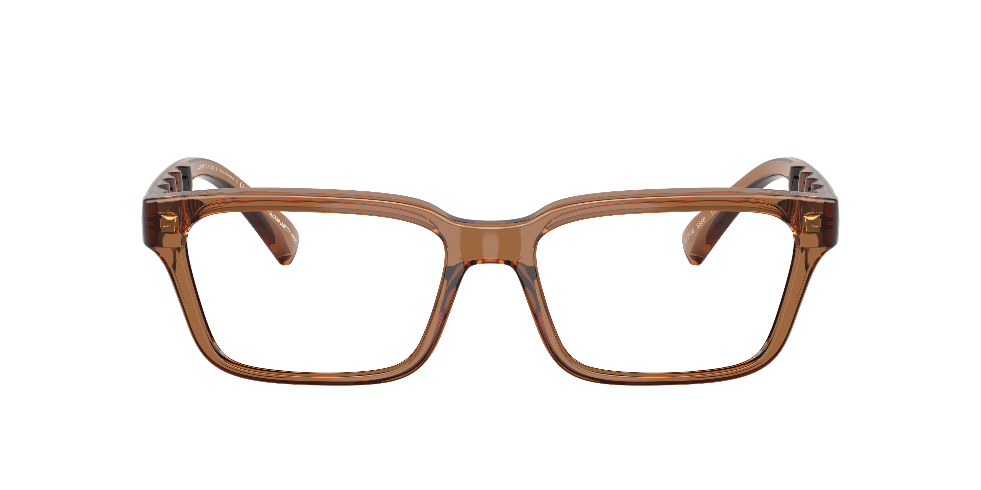 Glasses Direct ™ -AX3116 Rectangle Shiny Transparent Brown Glasses for Men